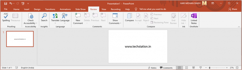 MS PowerPoint Review Tab In Hindi MS PowerPoint Review Tab 
